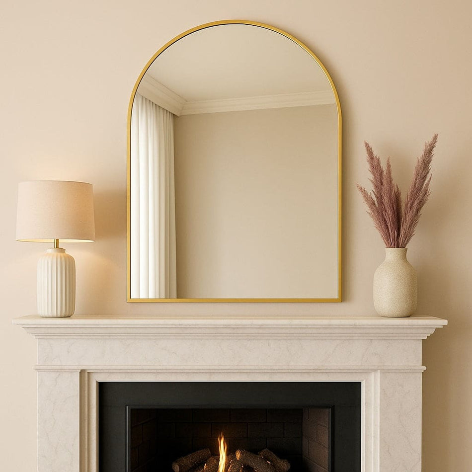 Akiko - Gold Metal Arched Mirror - 120cm x 95cm – Skandium