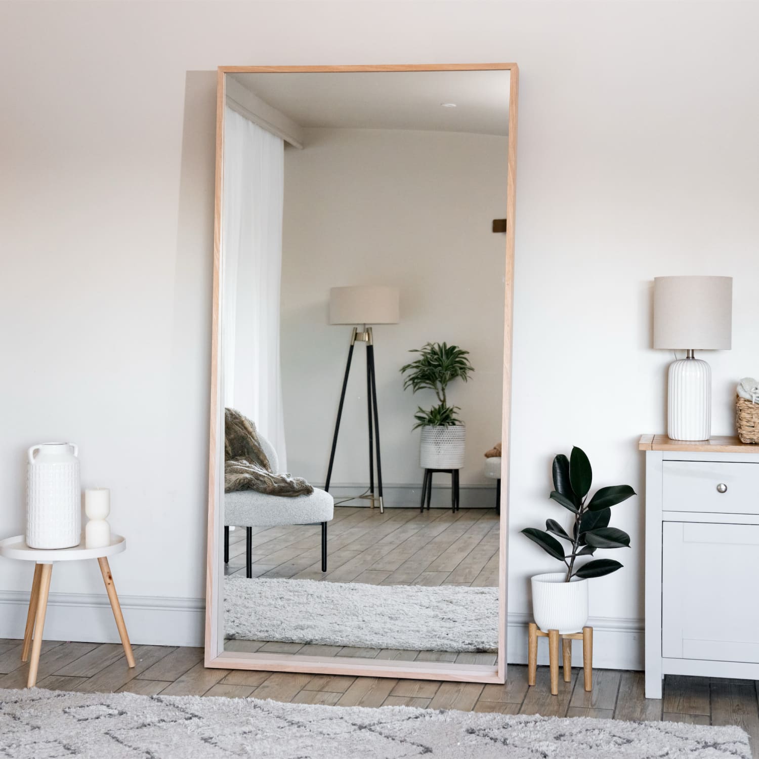 Hanaka - Full Length Natural Oak Rectangle Mirror - 200cm x 100cm ...