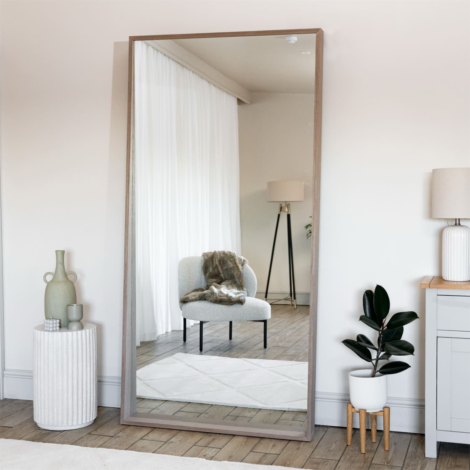 Hanaka - Full Length Walnut Wood Rectangle Mirror - 200cm x 100cm ...