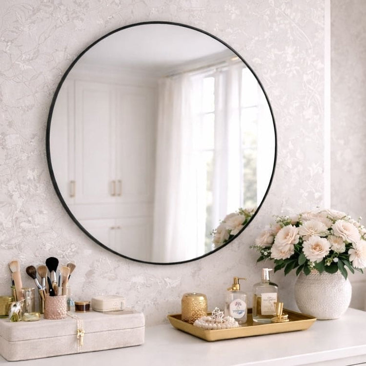 Rei - Round Black Metal Circle Mirror - 70cm x 70cm – Skandium