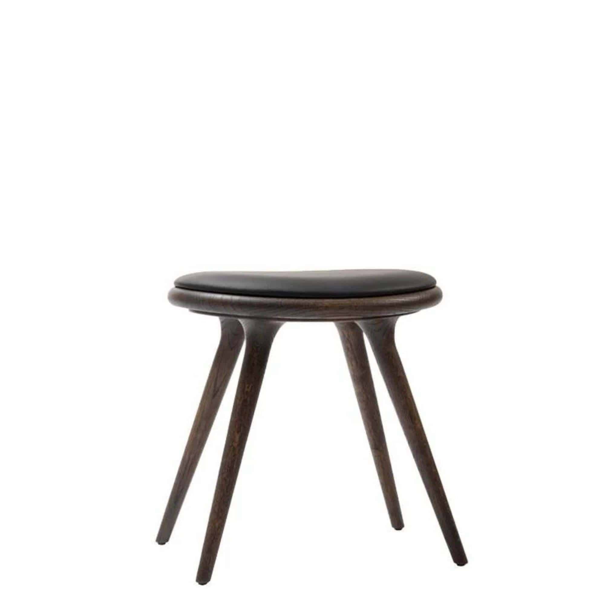 Low Stool With Black Leather Seat – Skandium