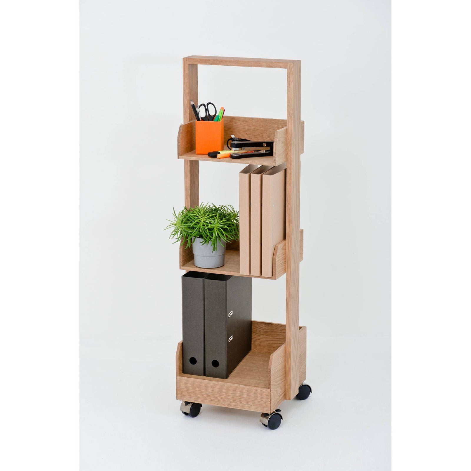 Mini Bookie Roller Shelf - Oak by Wireworks | Shop at Skandium London